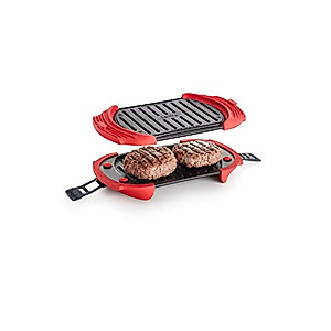 Lekue Microwave Grill, Sandwich Maker, Panini Press, 10 In x 5.7 In, Red