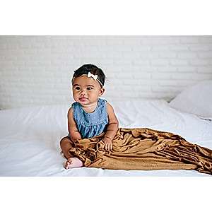 Copper Pearl Large Premium Knit Baby Swaddle Receiving Blanket Camel