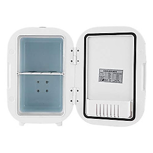 HUANGXING - Mini Fridge, 6 Liter AC DC Portable Electric Cooler and Warmer Silent Cosmetics Refrigerator Compact Personal Beauty Makeup Skincare Fridge for Skincare Bedroom Travel Car Dorm Foods(US)