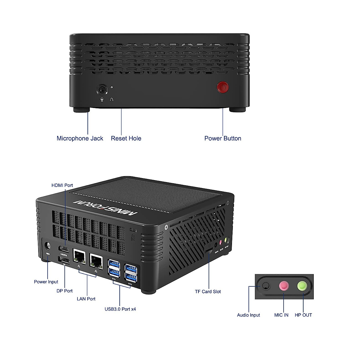 MINISFORUM Elitemini X500 Mini PC AMD Ryzen 7 5700G Desktop Computer, DDR4 16G RAM+512G SSD, HDMI/DP 4K@60Hz Output, 2X RJ45 Port, 4X USB3.1 Port, BT5.1, Radeon Graphics Tower PC