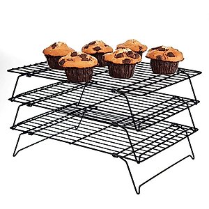 Tier Cooling Rack, Stackable Baking Rack Shelf, Kitchen Cookie Cooling Rack Baking Supplies for Bread Cake Biscuits and More (3-Tier Cooling Racks)