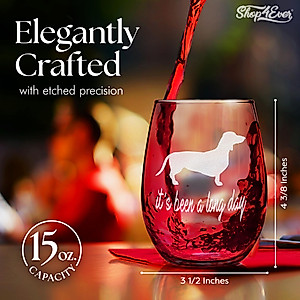 shop4ever It's Been A Long Day Dachshund Laser Engraved Stemless Wine Glass 15 oz. Funny Wiener Dog Gift