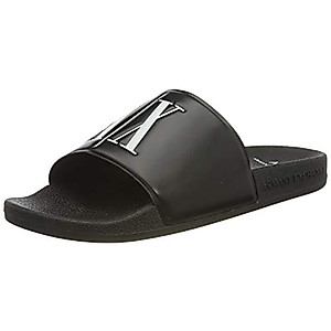 A|X Armani Exchange Men's Icon Logo Pool Slide Sandal, Nero, 10