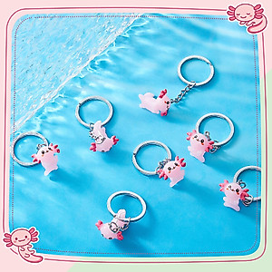 12 Pcs Axolotl Keychain Cartoon Keychain 3D Axolotl Birthday Decorations Kawaii Axolotl Party Favors Axolotl Charms Pendant Accessories for Key Backpack, Birthday(Cute)