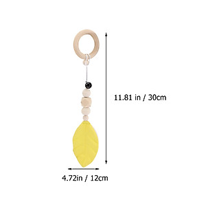 Toddmomy Wood Baby Gym with 4 Wooden Pendant Toys Wooden Gym Hanging Toys, Wooden Hanging Toys Baby Play Gym for Newborn Gift （ Yellow ）