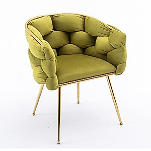 Kakotito Luxury Handmade Accent Chair with Gold Legs, Modern Velvet Armchair for Living Room and Bedroom, Silla de Acento (Green)