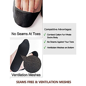 VERO MONTE 4 Pairs Non Slip No Show Socks (Black, 7-8.5) - Women Low Cut Socks