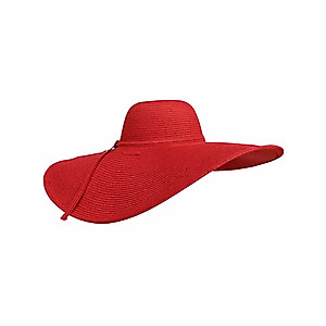 Solid Red Dramatic Floppy Hat with Oversized Brim