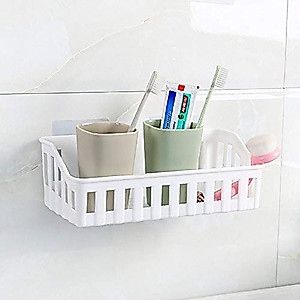 Tomppy Shower Caddy Basket Shelf, Bathroom Adhesive Hanging Storage Rack, Wall Mounted Kitchen Basket Shampoo Holder Organizer, No Drilling Easy Installation