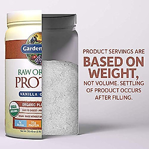 Garden of Life Raw Organic Protein Vanilla Chai Powder, 20 Servings, Certified Vegan, Gluten Free, Organic & Non-GMO, Plant Based Sugar Free Protein Shake, Probiotics & Enzymes, 4g BCAAs, 22g Protein