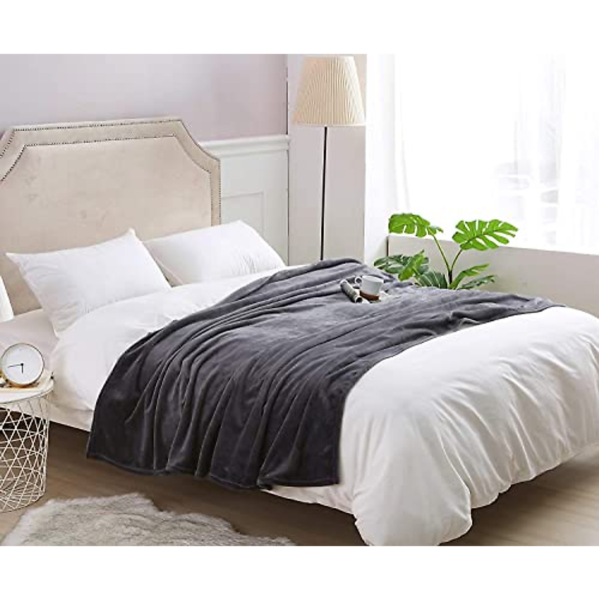 BEAUTEX Fleece Throw Blanket for Couch Sofa or Bed Throw Size, Soft Fuzzy Plush Blanket, Luxury Flannel Lap Blanket, Super Cozy and Comfy for All Seasons (Graphite, 50" x 60")