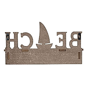 SAILINGSTORY Beach Wall Decor, Beach Sign Key Holder for Wall Mounted Coat Rack with Shelf, Beach Decor Nautical Decor Key Hook for Wall with Shelf