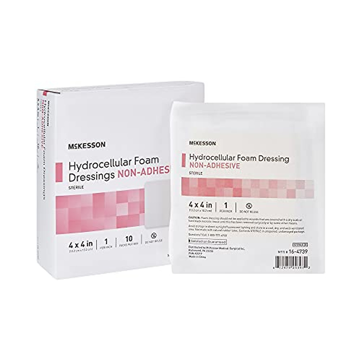 McKesson Hydrocellular Foam Dressings, Sterile, Non-Adhesive, Pad 4 in x 4 in, 10 Count, 10 Packs, 100 Total