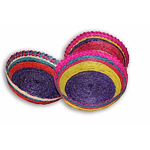 Mexican Palm Tortilleros. Handmade by The Indigenous People OF Mexico. Mexican Tortilla and Pancake Warmer. Great candy, and Chips Holder. (Colosal, 3 Pack)