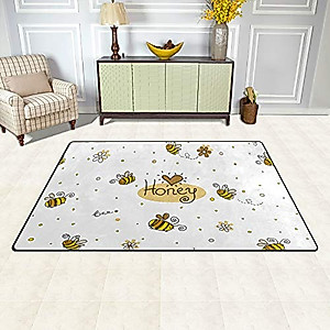 ALAZA Children Area Rug,Cute Honey Bees Floor Rug Non-Slip Doormat for Living Dining Dorm Room Bedroom Decor 31x20 Inch