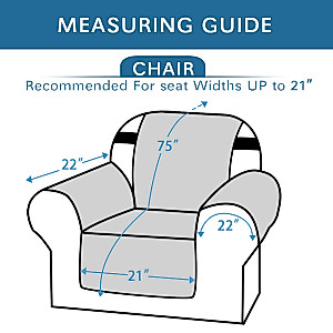 H.VERSAILTEX Reversible Chair Cover Furniture Protector Anti-Slip Couch Cover Water Resistant 2" Elastic Straps Chair Slipcover Pets Fit Sitting Width Up to 21" (Chair:75" x 65", Cameo Blue/Beige)