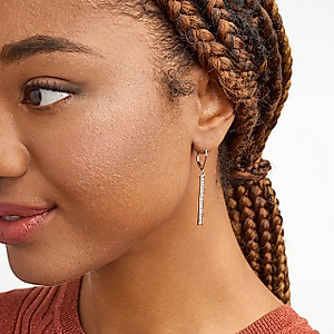 MORGAN & PAIGE .925 Sterling Silver Cubic Zirconia Vertical Bar Drop Earrings 1-3/4" Linear Dangle Earrings For Women