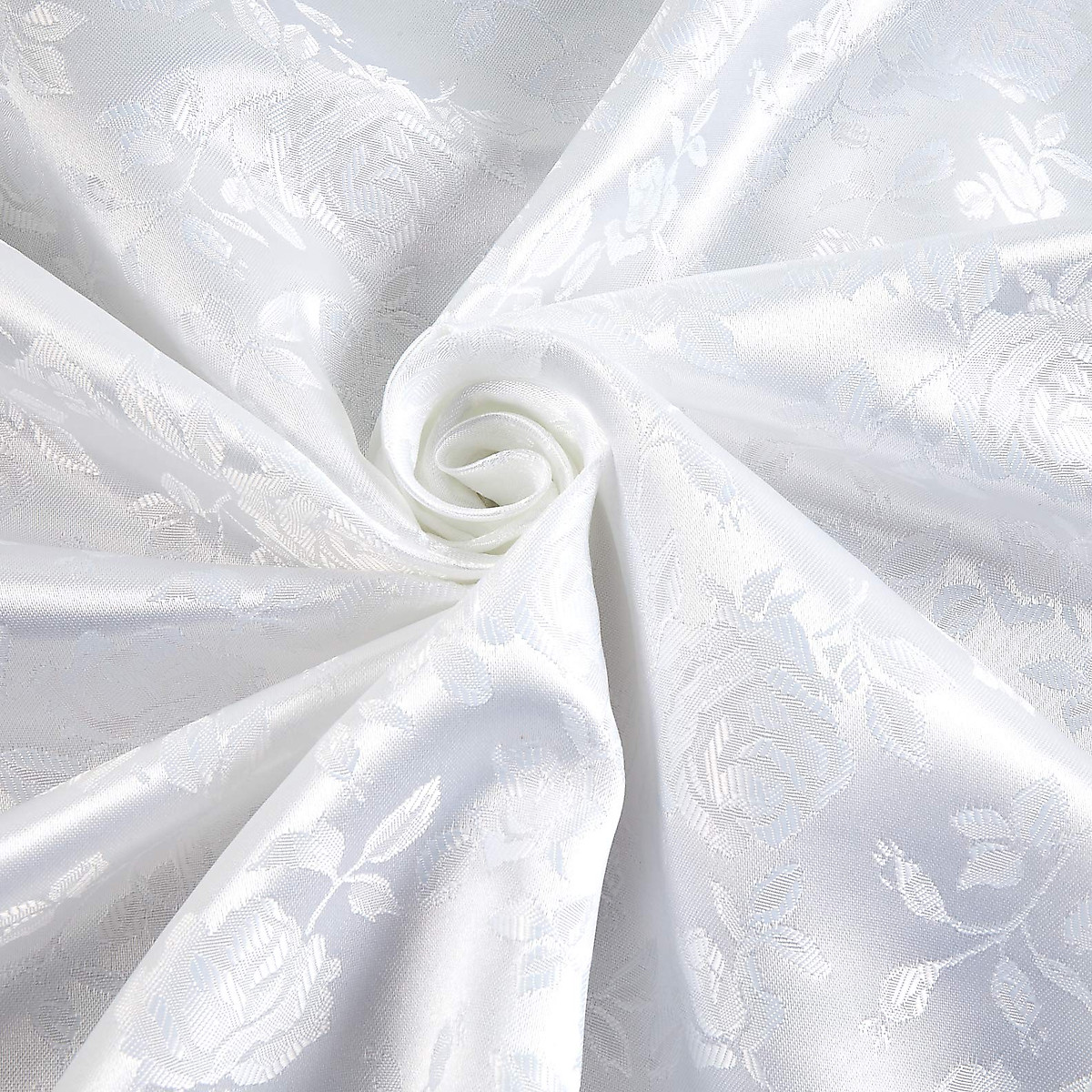 Rose Satin Jaquard White, Fabric by the Yard