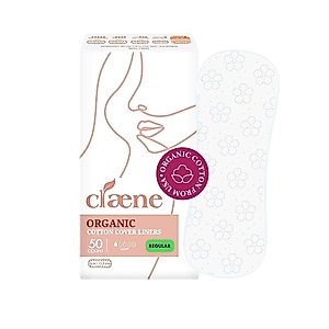 Claene Organic Cotton Panty Liners, Unscented, Panty Liners for Women, Thin, Cruelty-Free, Breathable Organic Panty Liners for Women, Light Incontinence, Natural, Vegan, Menstrual (Regular, 50 Count)