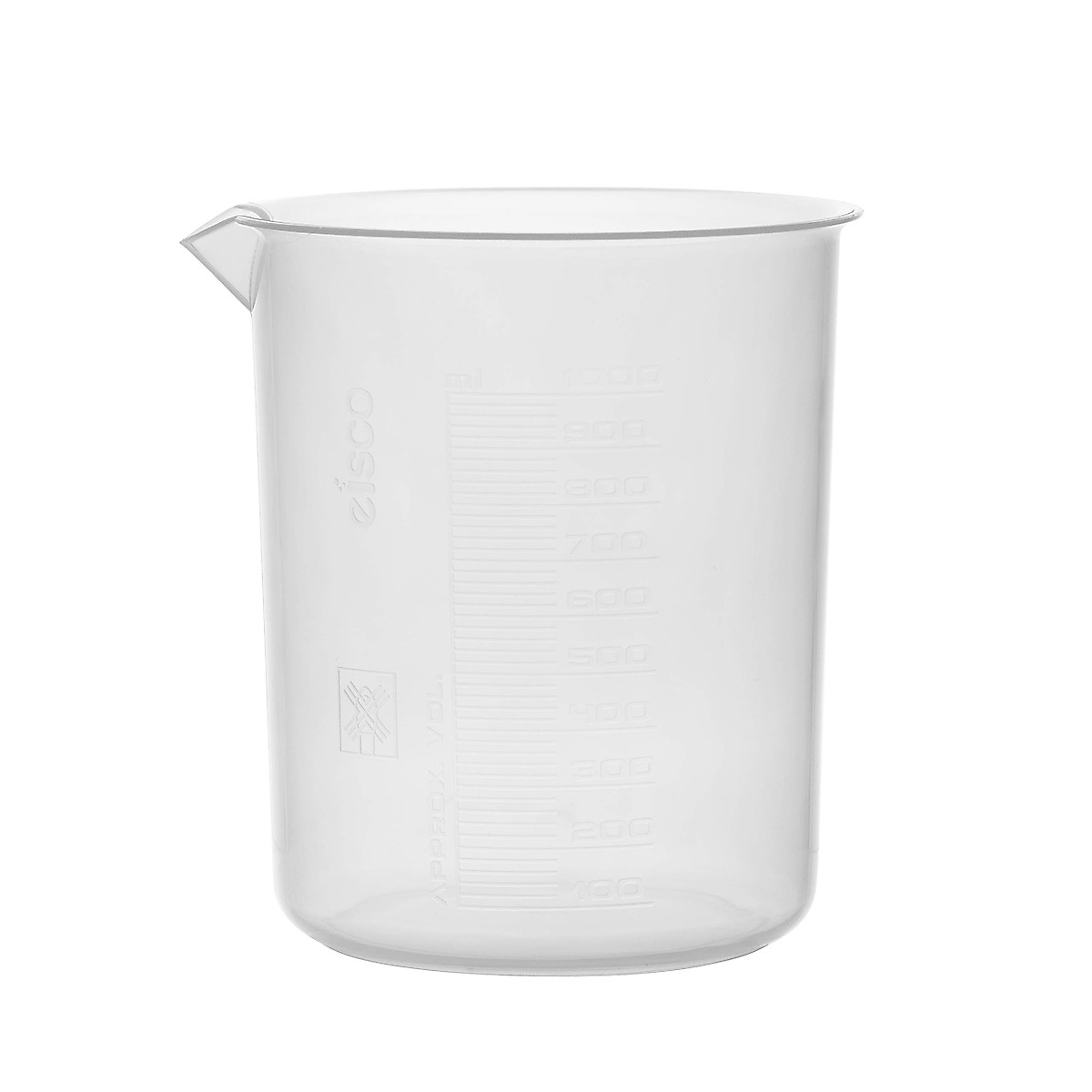 EISCO 3PK Plastic Beakers, 1000ml - Polypropylene Plastic - Raised Graduations, Tapered Spout - Euro Design