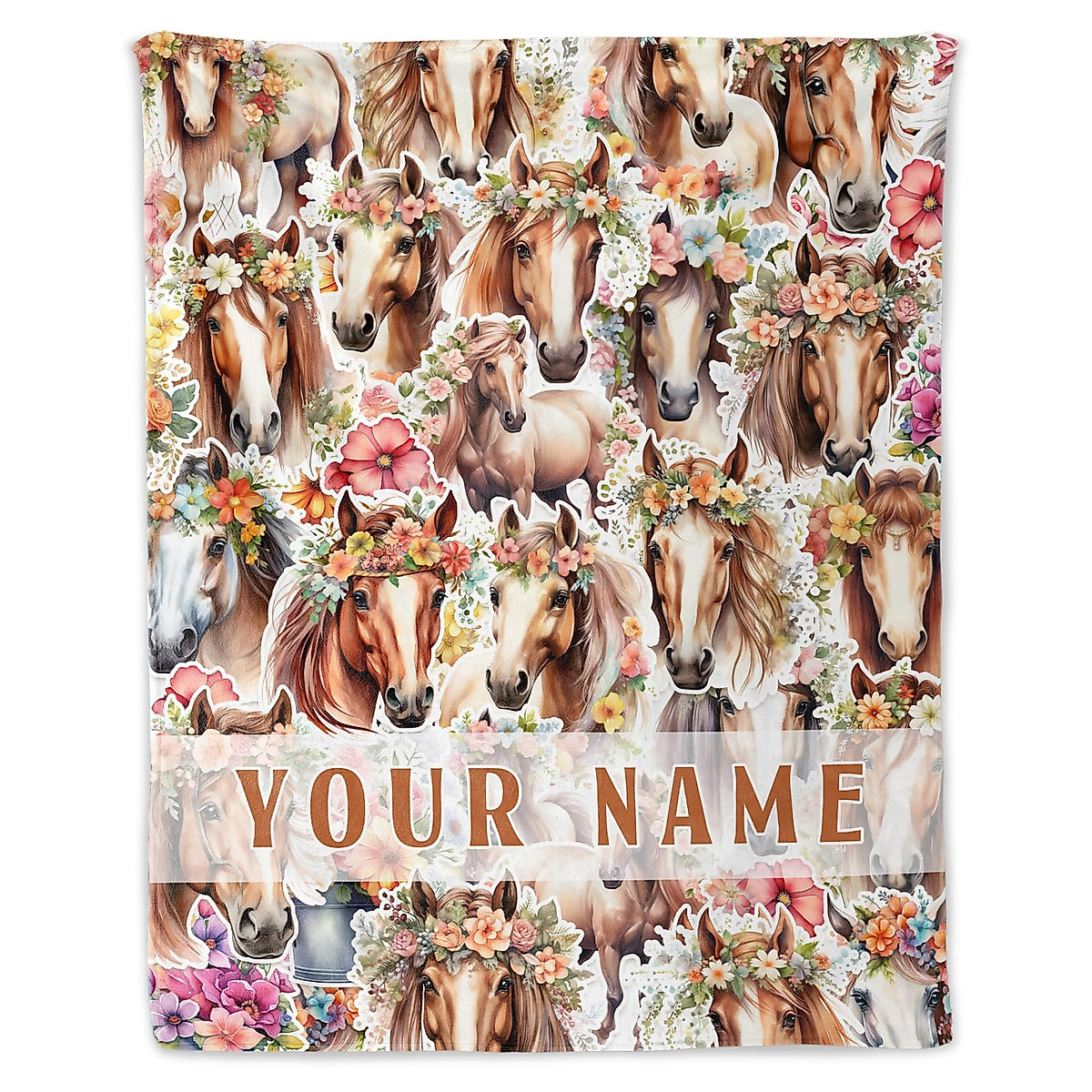 Personalized Horse Throw Blanket - Soft, Fuzzy & Warm - 40 x 50 Inches Small Blanket for Couch, Sofa - Colorful Cute Blanket Gift for Girls, Boys