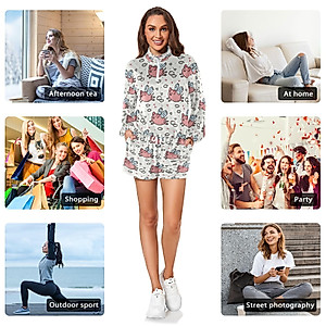 Kigai Pink Fly Pig Jogging Suits for Women Lounge Cozy Long Sleeve Half Zip Lapel Collar Sweatsuit Set,XXL