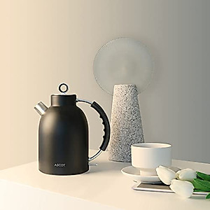 ASCOT Stainless Steel Electric Tea Kettle, 1.7QT, 1500W, BPA-Free, Cordless, Automatic Shutoff, Fast Boiling Water Heater - Black
