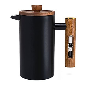 ChefWave Artisan Series Premium Quality French Press Coffee Maker Tea Brewer - Stainless Steel, Double Wall Thermal Insulated w/4 Filter Screens & Bamboo Wood Handle, 34 oz., For Home, Camping, Travel
