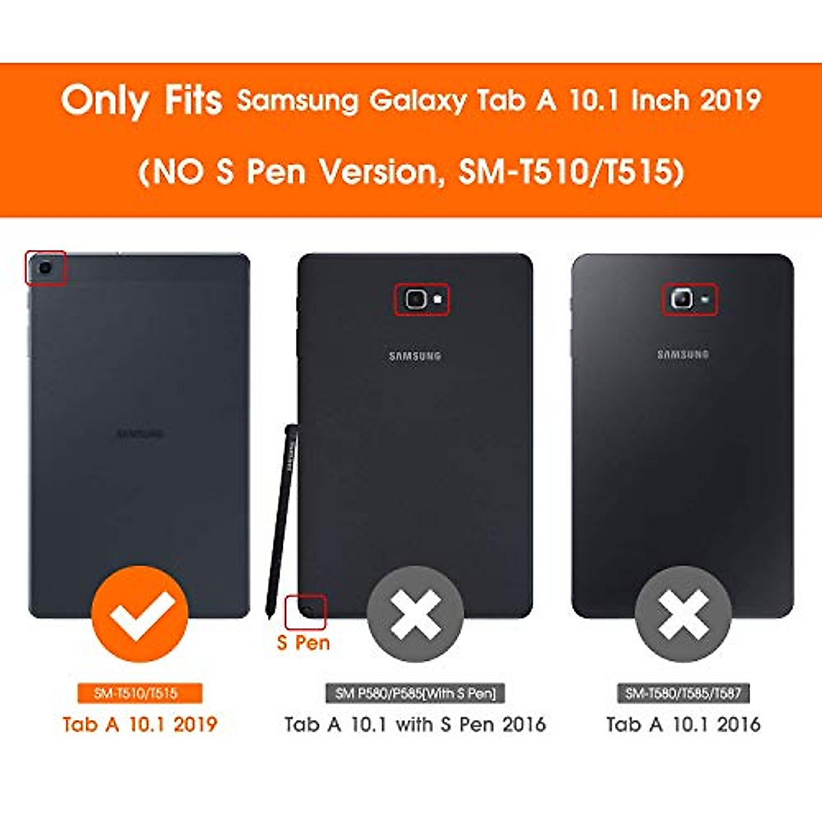 USTY Samsung Galaxy Tab A 10.1 Case 2019 SM-T510 - Slim Shell Lightweight Premium PU Leather Folio Stand Case Protective Cover for Samsung Galaxy Tab A 10.1 Inch Tablet, Cherry Blossom