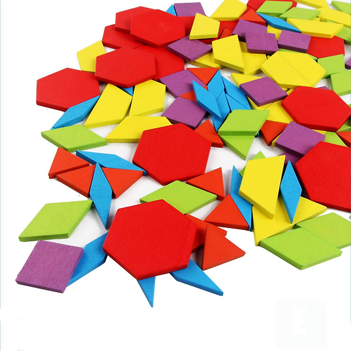 Set of 155 Wooden Pattern Blocks Geometric Manipulative Shape Puzzle Kindergarten Graphical Classic Educational Montessori Tangram Toys for Kids Ages 3+ Jigsaw Puzzles Gift with 24 Pcs Design Cards