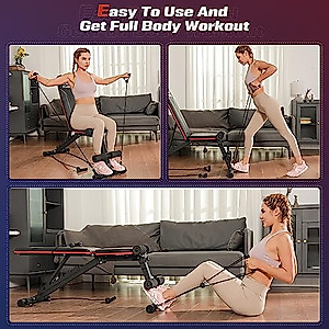 FLYBIRD Adjustable Weight Bench Workout Bench for Home Gym, 15 Degree Decline Sit-Up, Sturdy Durable Folding Weight Bench for Years of Workout -FBGEAR23