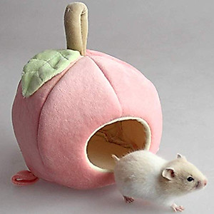 ANIAC Pet Winter Hanging Fruit House Hammock Warm Bed Nest Accessories for Hamster Guinea Pig Hedgehog Chinchilla Hamster and Small Animals (Pink)