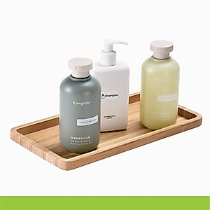 Bamboo Vanity Tray - Bathroom Decor Organizer for Counter - Modern Home Decor Organization Set for Soap Dispenser Candle Jewellery Perfume - 12in x 6in