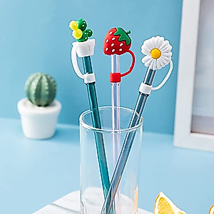 6pcs Silicone Straw Tips Cover Straw Cap Toppers Protector Straw Plugs Reusable for 6-8 mm(1/4 Inch) Straw Daisy