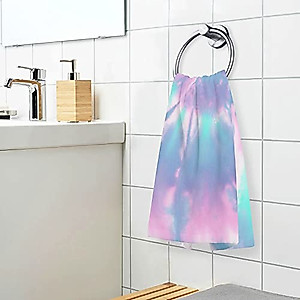 ALAZA Tie Dye Blue & Pink Spiral Hand Towels for Bathroom 1OO% Cotton 2 pcs Face Towel 16 x 28 inch, Absorbent Soft & Skin-Friendly