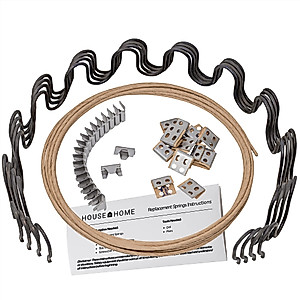 House2Home 18" Couch Spring Repair Kit to Fix Sofa- Includes 4pk of Springs, Upholstery Spring Clips, Seat Spring Stay Wire, Screws, and Installation Instructions