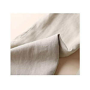 Tanming Women's Casual Linen Elastic Waist Tapered Pants Trousers with Drawstring (Khaki, Large)