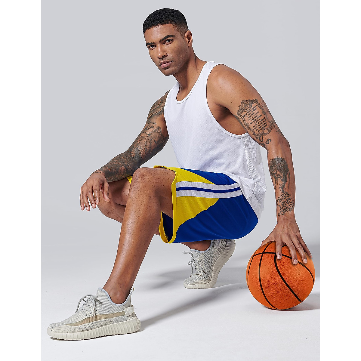 Pack of 5 Men's Athletic Basketball Shorts Mesh Quick Dry Activewear with Pockets (Set 3, Small)