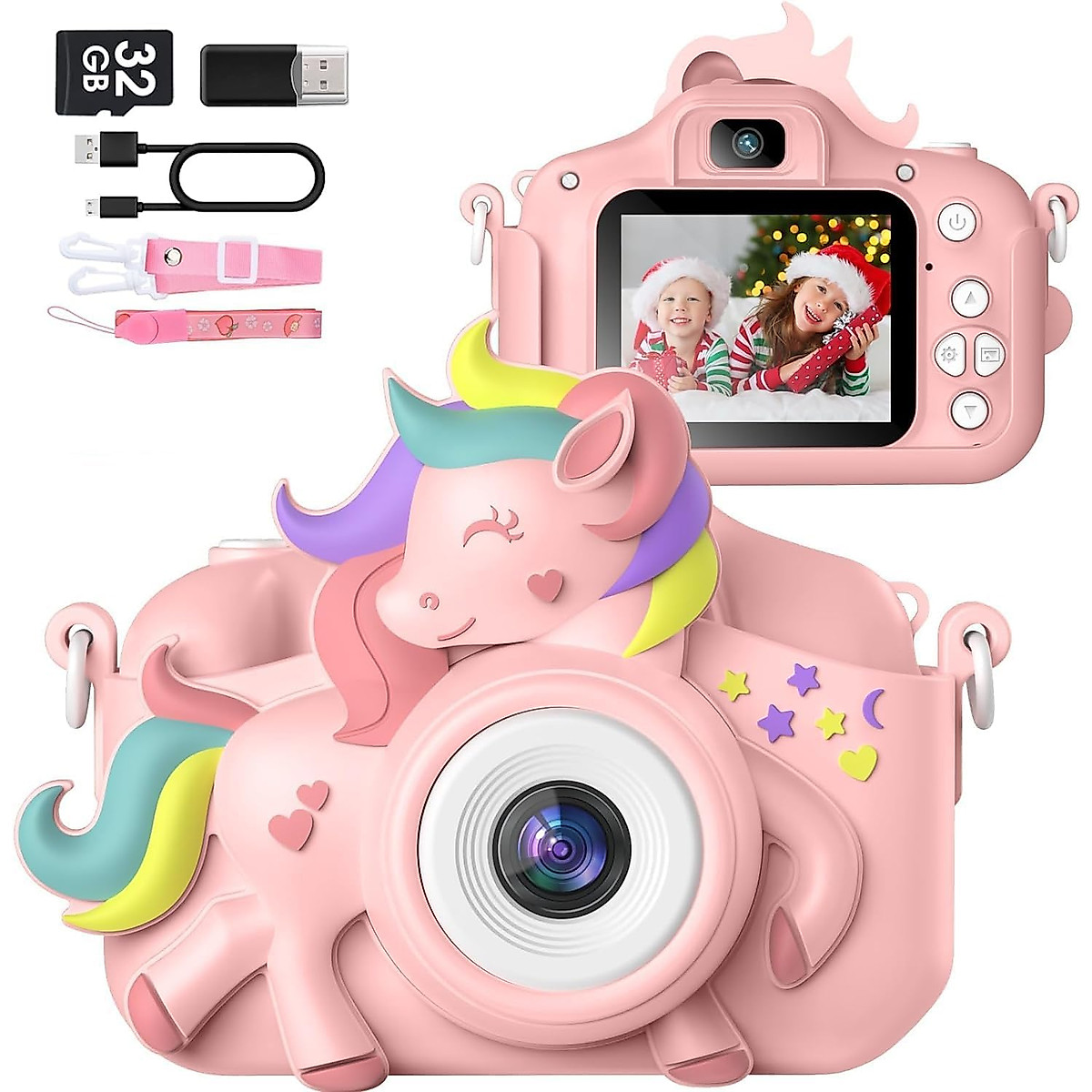 Kids Camera for 3-12 Years Old Toddlers Childrens Boys Girls Selfie Camera 20.0 MP HD 1080P IPS Screen Dual Digital Toy Camera for Kids Birthday