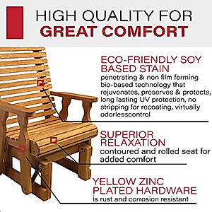 Amish Casual Heavy Duty 600 Lb Roll Back High Back Treated Glider Chair (Cedar Stain)