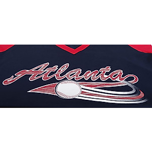 Geneisteck Womens City Baseball V Neck Fans Raglan T-Shirts - Navy & Red (Size:M)