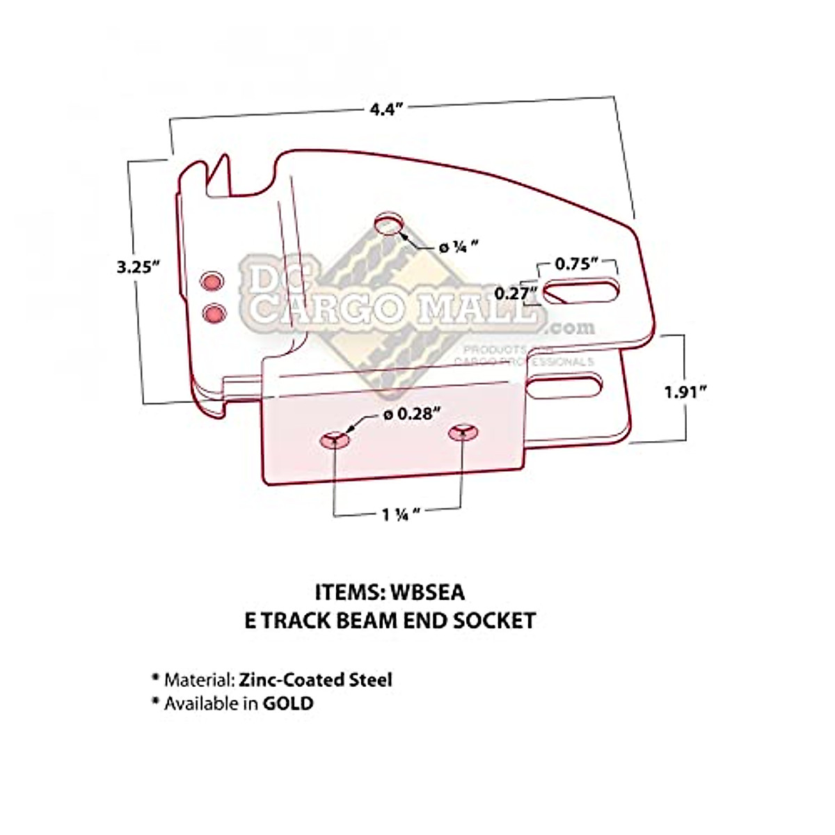 DC Cargo E-Track Wood Beam End Socket Shelf Brackets for Custom Storage - Pack of 4 - with E-Track Fittings - Ideal for 2x4 & 2x6 in Trucks, Trailers, Vans, RVs - Zinc-Coated Steel Versatile ETrack Ti