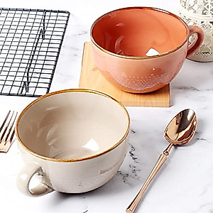 ramen bowl set,fruit bowl,ramen bowl,large serving bowls,Coffee Cup Soup Mug Ith Lid & Handle Salad Bowls for Cereal Milk Dessert Oatmeal Ramen Bowls,Microwave Safe-E-700ml/23.6oz (Color : C, Size :