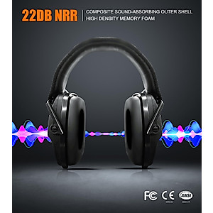 Hocazor Upgrade Bluetooth 5.4 Shooting Ear Protection with Sound Amplify Electronic Digital Safety Ear Muffs Slim Hearing Protector for Shooting Hunting Gun Range (Black)