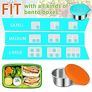 Salad Dressing Container To Go, 4x1.6oz Stainless Steel Small Containers with Lids, Easy Open and Reusable Condiment Containers with Lids, Leakproof Sauce Containers for lunch box, Dipping Sauce Cups