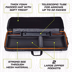 Legend Everest Hybrid Roller Lockable Compound Bow Case - Metal Structure, Foam Padding, Tricot Lining, Fastening Straps, Cam Protector, Front Pockets, Removable Wheels - Airline-Endorsed - 40" Grey