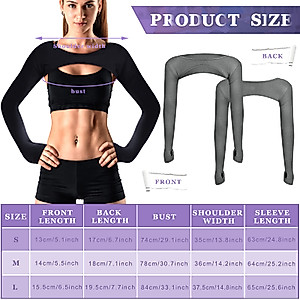 Janmercy 2 Pieces Women's Long Sleeve Crop Tops Cutout Workout Bolero Shrug Ballet Yoga Sports Shrug Casual Cropped Tops(Black and Grey, XS)