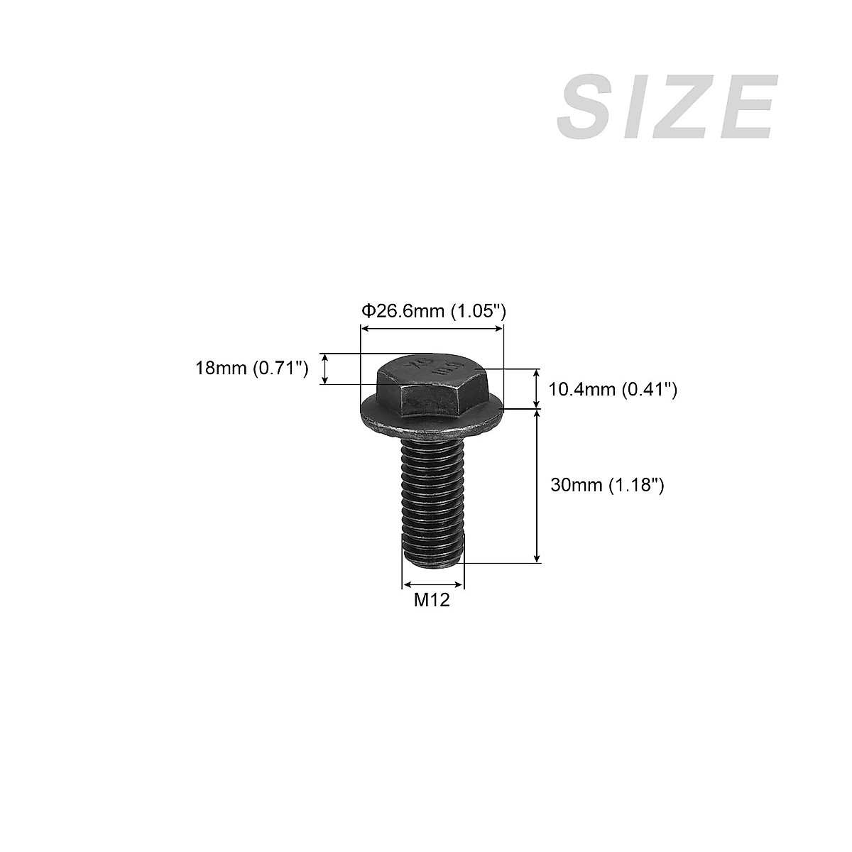 METALLIXITY Flanged Hex Head Bolts (M12x30mm) 3pcs, Hexagon Serrated Flange Bolt Fully Thread Screw - for House Construction Hardware Fasteners