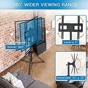 PERLESMITH TV Tripod Stand-Portable TV Stand for 23-60 Inch LED LCD OLED Flat Screen TVs-Height Adjustable Display Floor TV Stand with VESA 400x400mm, Holds up to 88lbs PSTM1