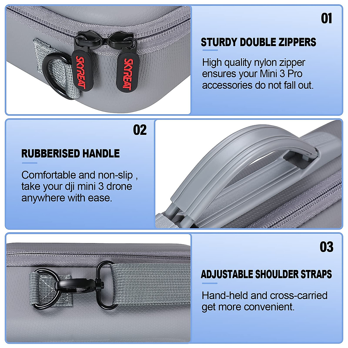 Skyreat Mini 3 / Mini 3 Pro RC Case, Portable PU Leather Storage Shoulder Bag for DJI Mini 3 Pro Accessories